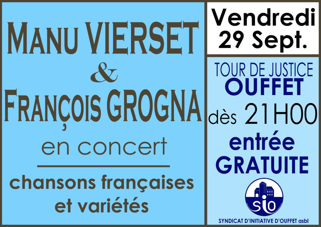 VDT (vendredis de la tour) 21h : MANU VIERSET & FRANCOIS GROGNA ...